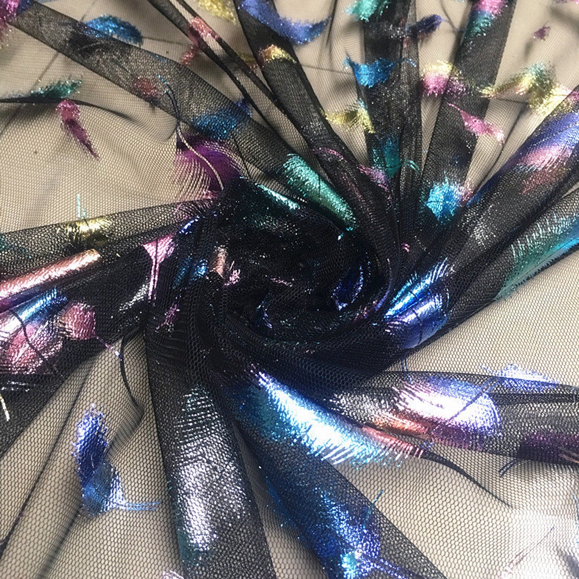 4 colors lace fabric rainbow feather sequin star white tulle | Etsy