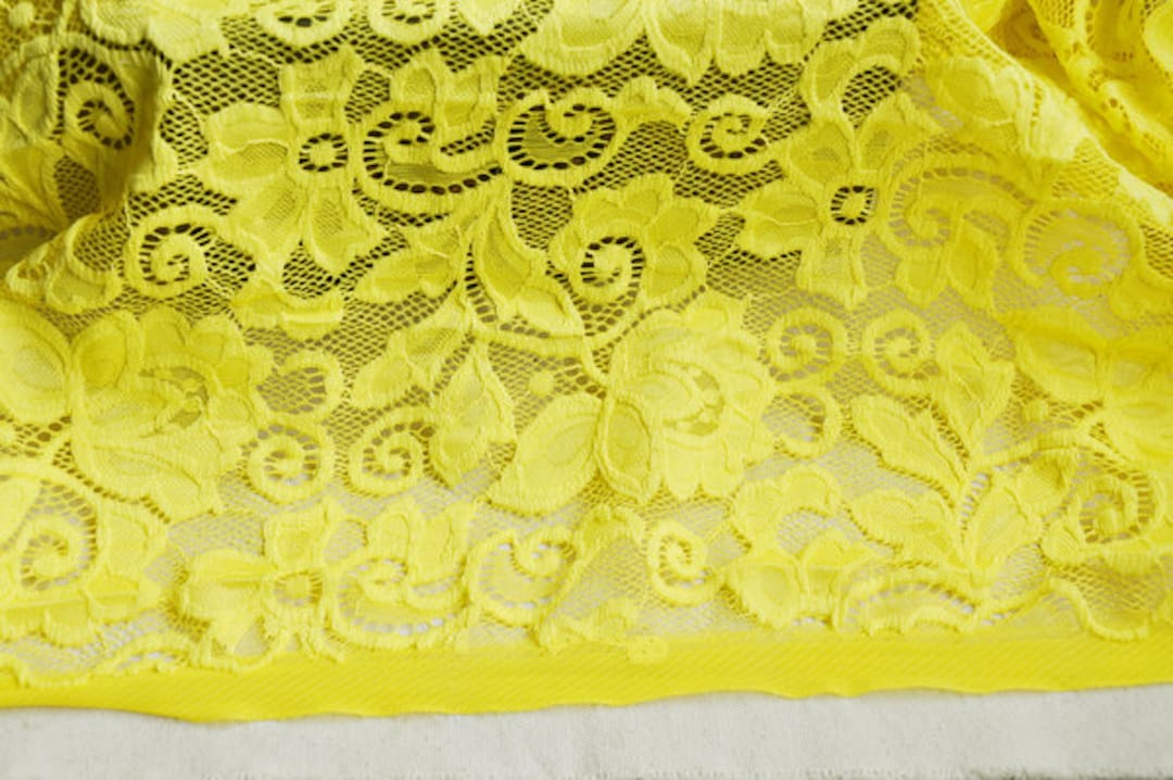 Lace Fabric Yellow Flower Stretch Fabric Veil Lace Wedding Lace Bridal ...