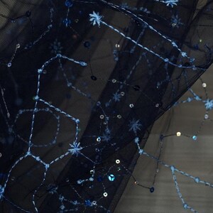 3 Colors Unique Constellation Embroidery Lace Fabric, Sequins Navy Mesh ...
