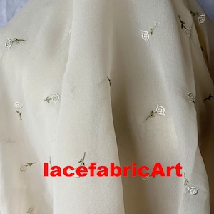 Apricot Silk Imitation Fabric Small Flower Embroidery Wedding Lace ...