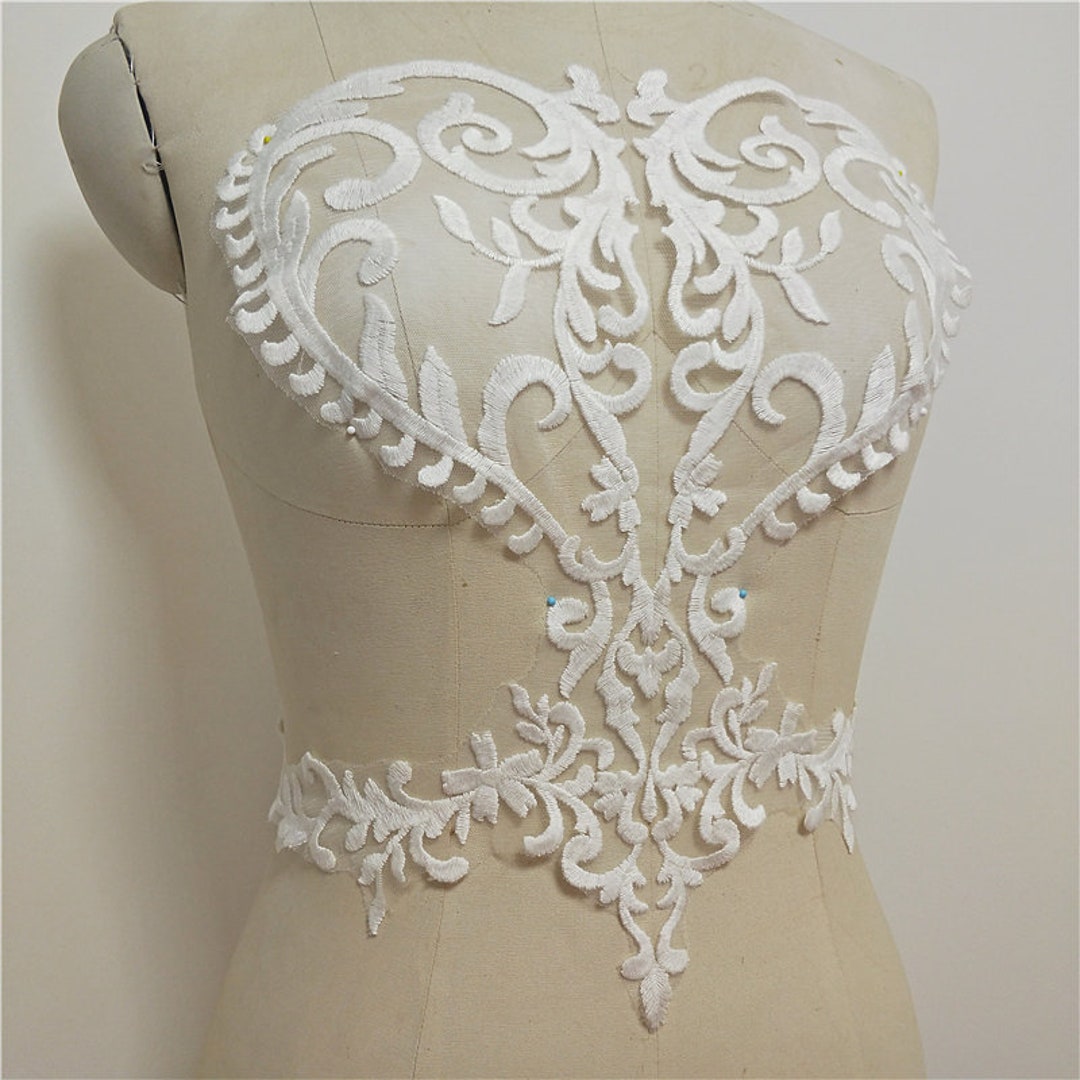 1 Piece Ivory Heart Alice Embroidery Flower Super Luxury Lace Appliques ...
