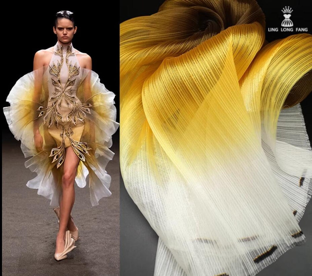 5 Colors Gradient Ruffled Pleated Organza Fabric Lace Fabric for ...