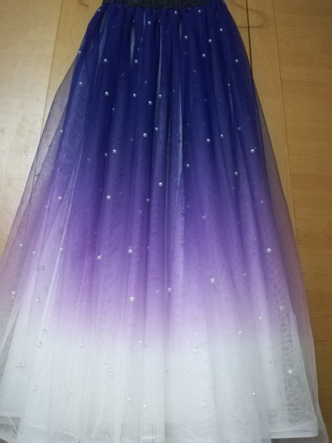 Gradient Bead Pearl Dark Blue Exquisite Soft Tulle Fabric Wedding Lace ...