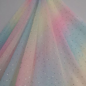 Rhinestone Rainbow Ombre Fabric Gradient Soft Tulle Fabric Rainbow ...