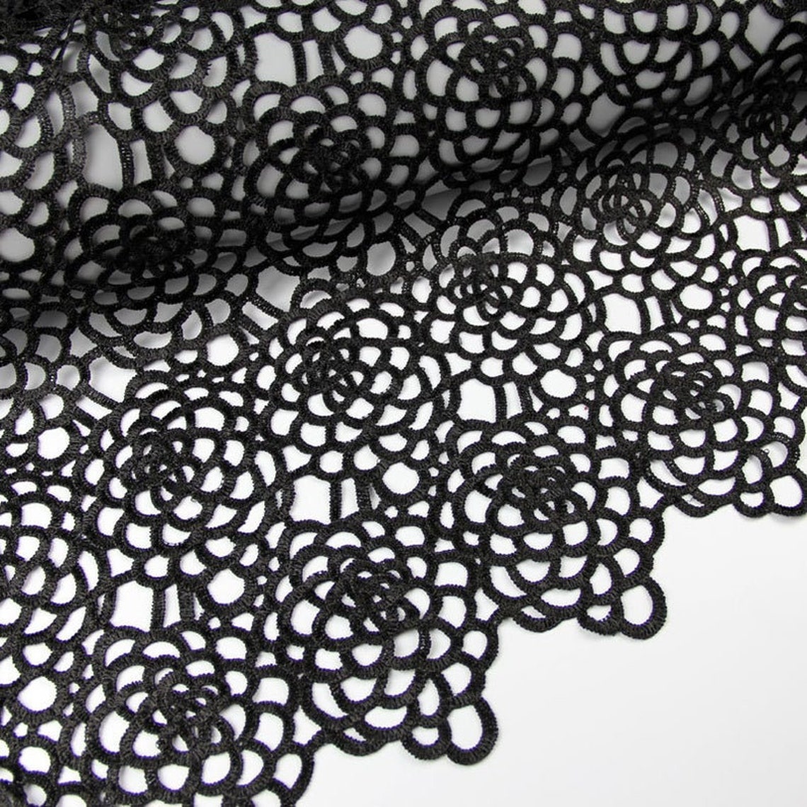Lace Fabric Black Rose Mesh Flower Exquisite Wedding Fabric - Etsy
