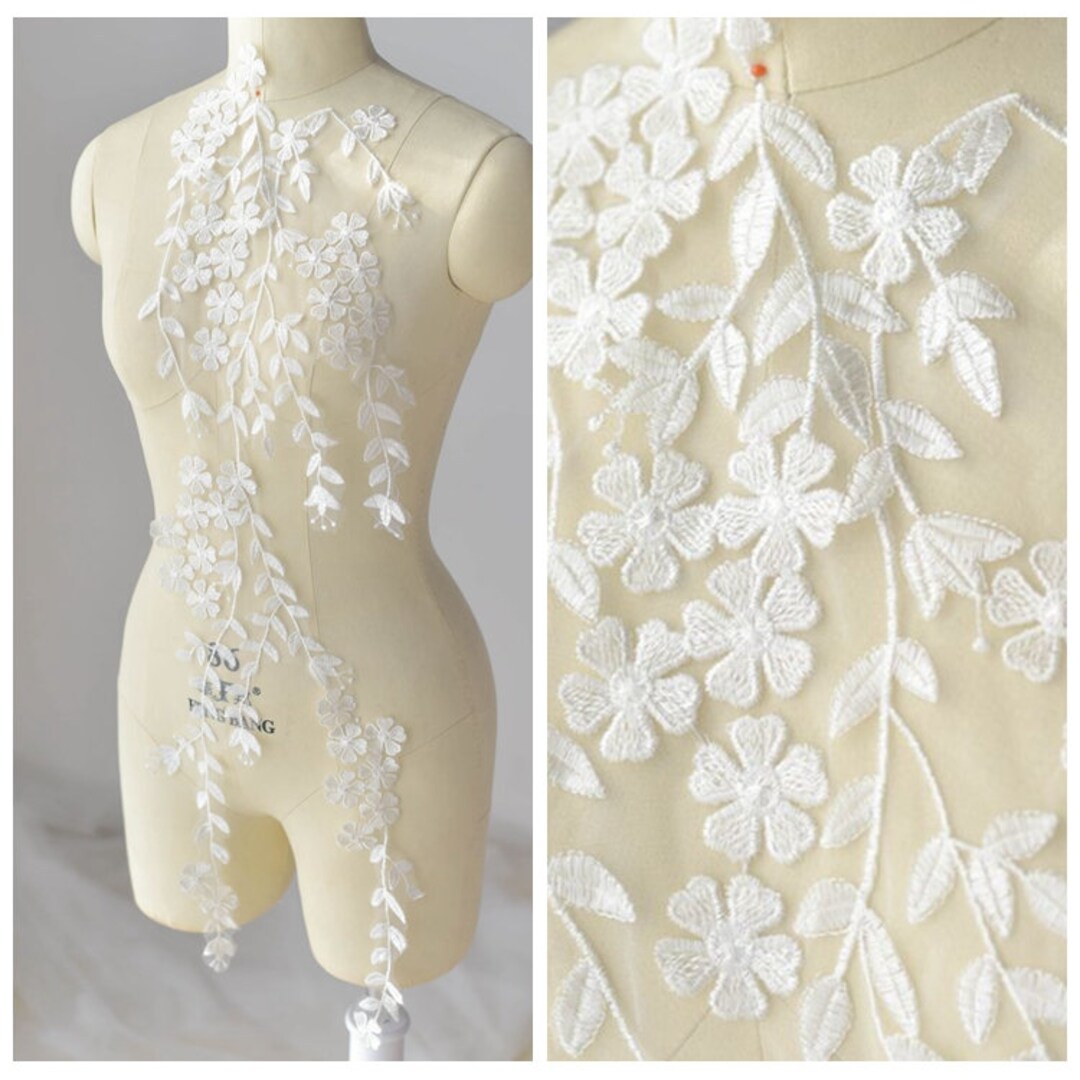 Ivory Lace Applique, Embroidered Bodice Lace Applique, Lace Bodice for ...