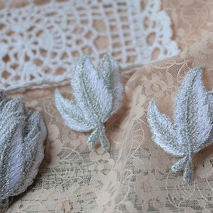 24pcs Silver Leaf Embroidery Super Luxury Lace Appliques Exquisite for ...