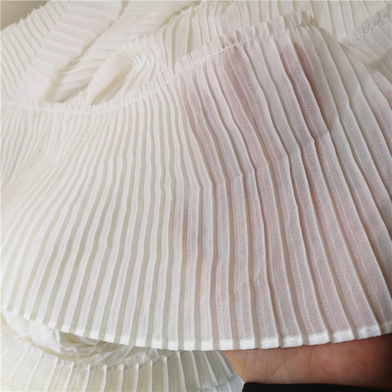 2 Yards Lace Fabric Ivory Chiffon Pleated Lace Ruffled Floding - Etsy