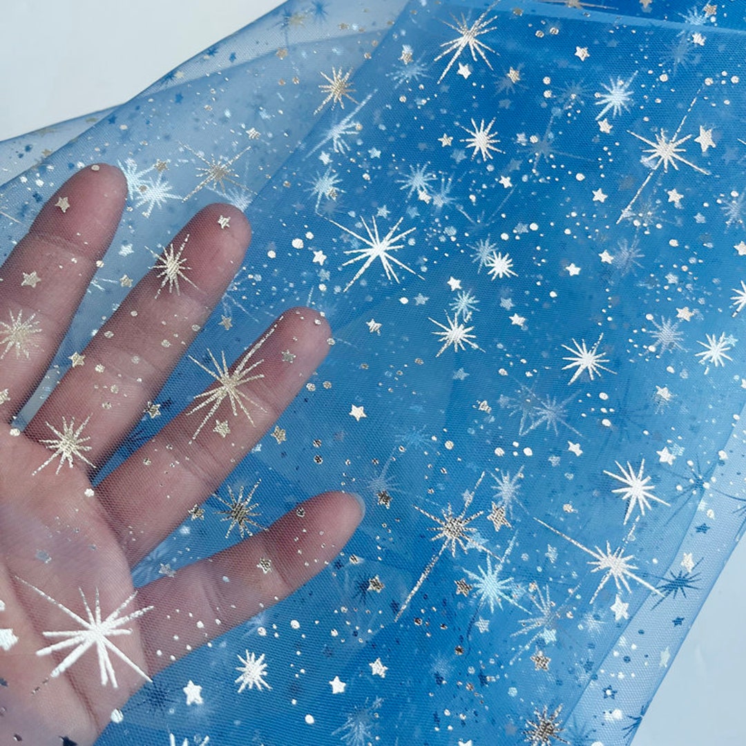 10 Colors Gradient Silver Glitter Star Lace Fabric Soft Tulle for ...