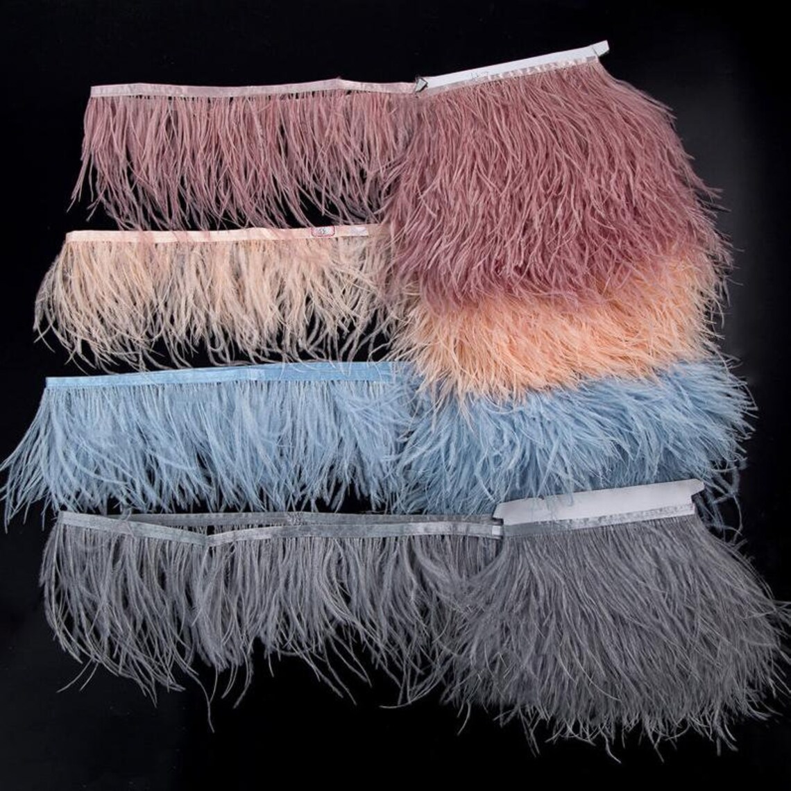 52 Colors 12-15cm Ostrich Feather Lace Trim With Ribbon Tape Millinery ...