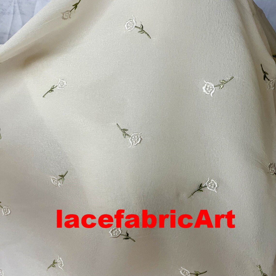 Apricot Silk Imitation Fabric Small Flower Embroidery Wedding Lace ...