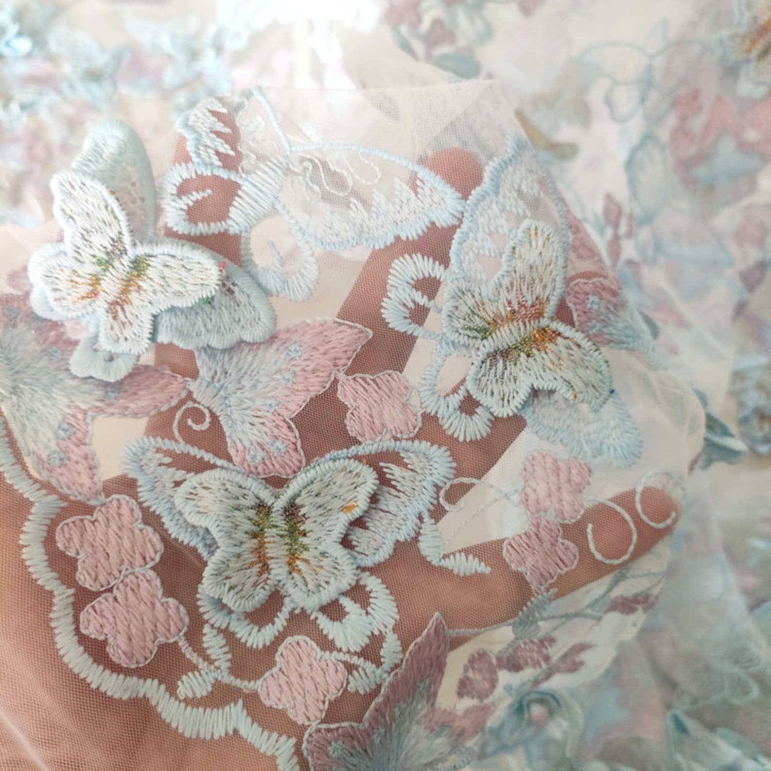 3D White Butterfly White Tulle Exquisite Embroidery Soft Tulle - Etsy