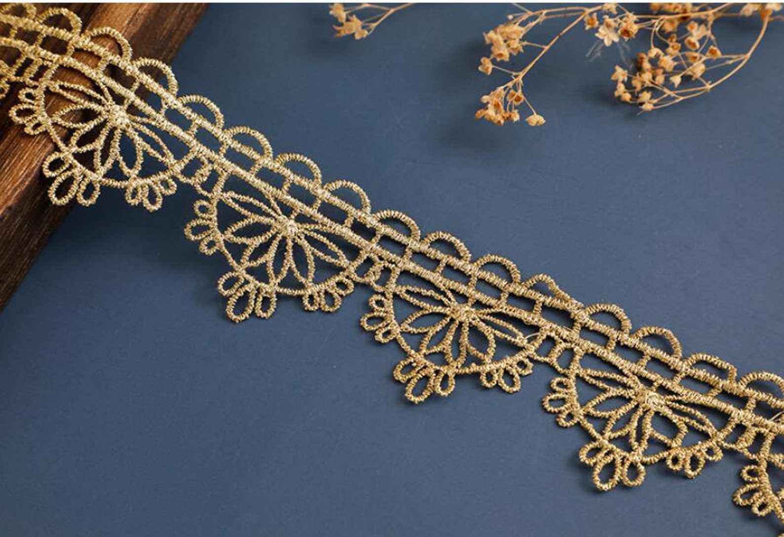 2 Yards Lace Trim Exquisite Gold Tassel Flower Alice Lace - Etsy