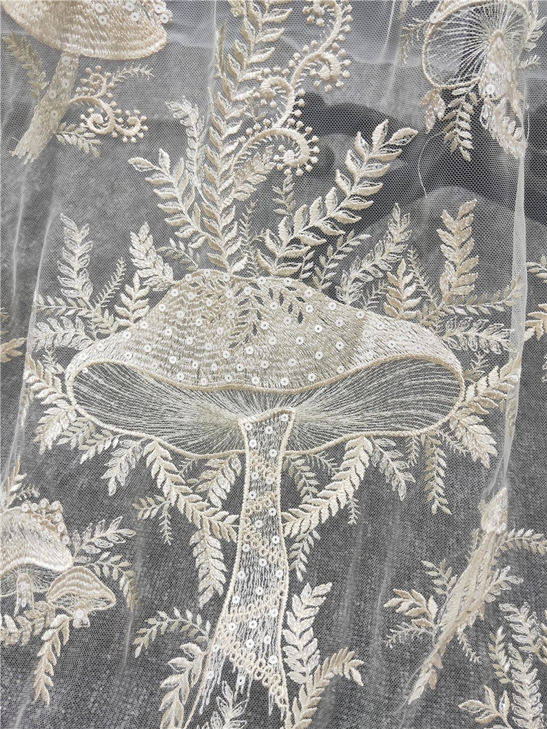 Champagne High Quality Mushroom Sequin Embroidered Lace Fabric - Etsy