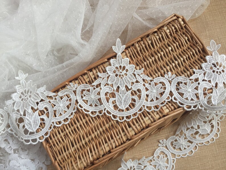 2 Yards Lace Trim Ivory Flower Alice Exquisite Flower - Etsy