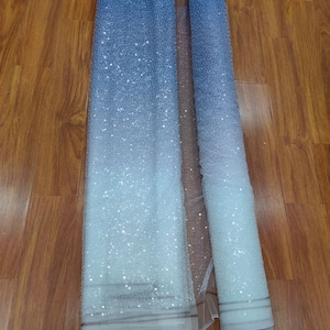 Blue Gradient Tulle Sequin Beaded Exquisite Soft Tulle Fabric Wedding ...