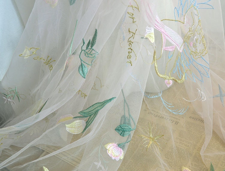 4 colors lace fabric rose cupid exquisite embroidery pink | Etsy