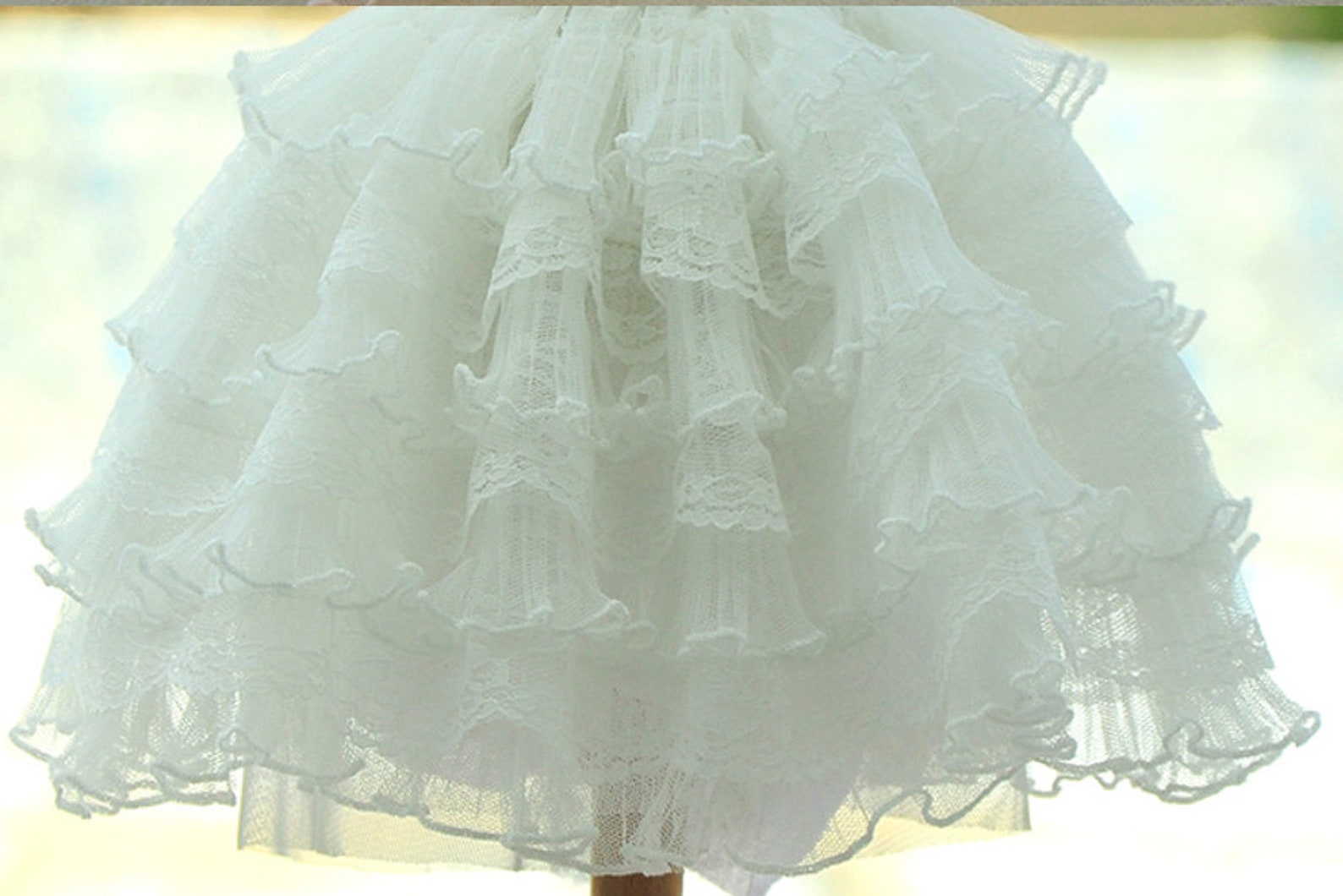 4 Colors Lace Fabric Tutu Tulle Ruffled Floding Lolita Lace White Pink ...