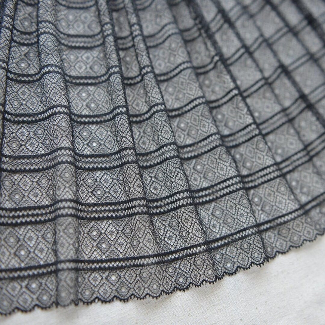 2 Yards Lace Trim Black Stretchy Exquisite Floral Wedding 8.66" Width ...