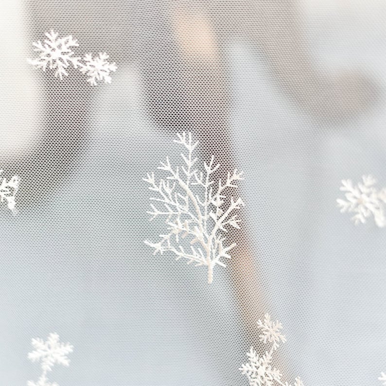 Lace Fabric Snowflake Tree Exquisite Ivory Tulle Embroidery Fabric ...