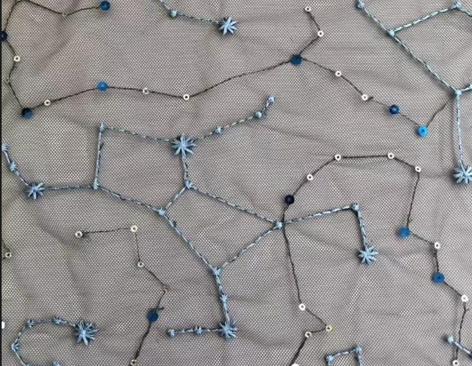 3 Colors Unique Constellation Embroidery Lace Fabric, Sequins Navy Mesh ...
