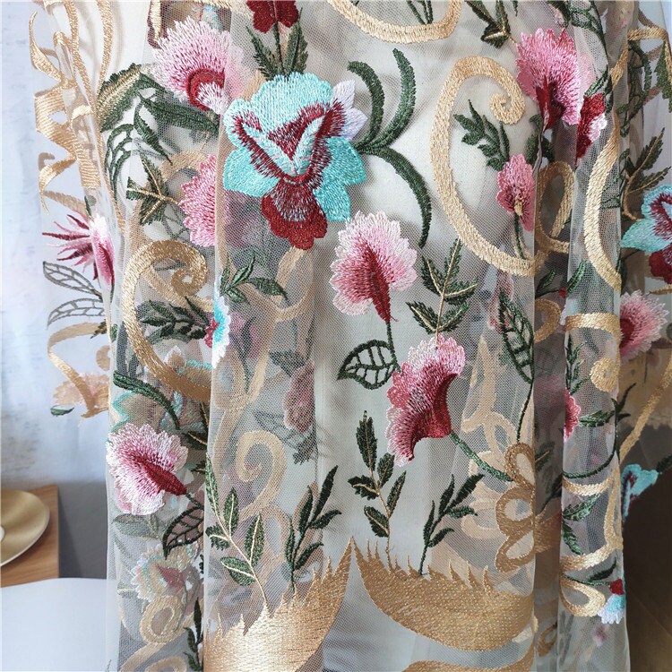 Heavy Mesh High Quality Beige Tulle Flower Embroidered Lace - Etsy