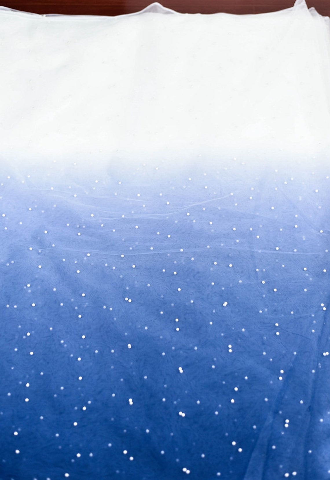 Gradient lace fabric royalblue bead pearl exquisite soft tulle | Etsy