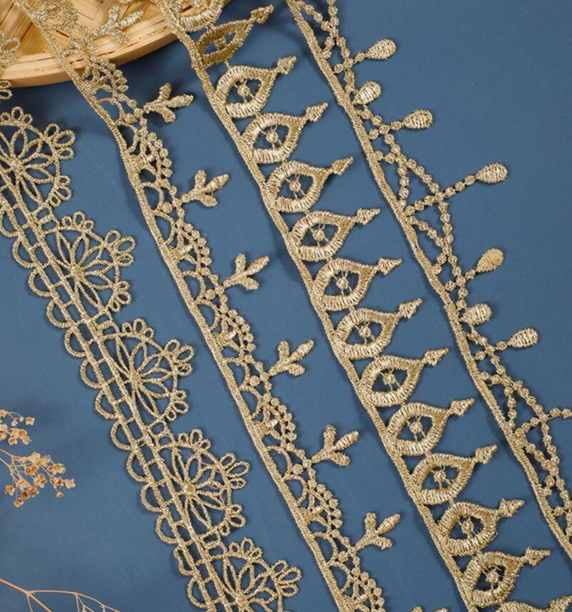 2 Yards Lace Trim Exquisite Gold Tassel Flower Alice Lace - Etsy