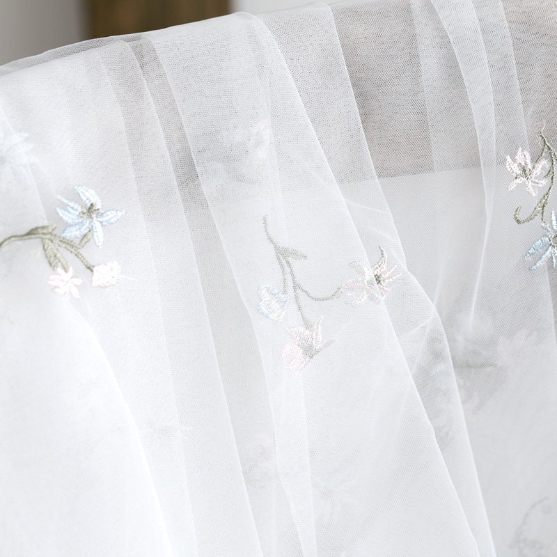 2 Colors Lace Fabric Pale Blue Ivory Tulle Small Flower Floral - Etsy