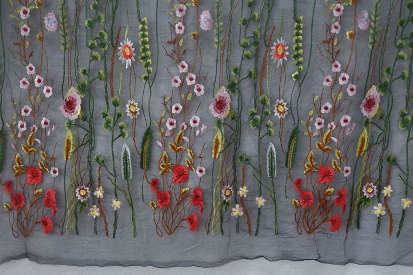 2 colors Colorful Floral Embroidery Lace Fabric wedding lace | Etsy