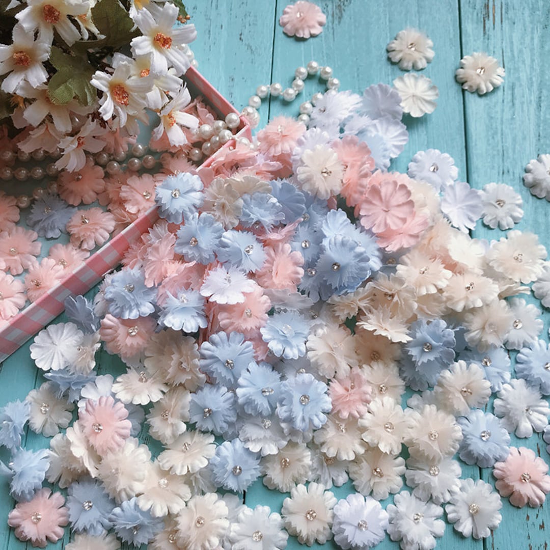 9 Color 10pcs 3D Flower Blue Bead Pearl Flower Lace Applique Embroidery ...