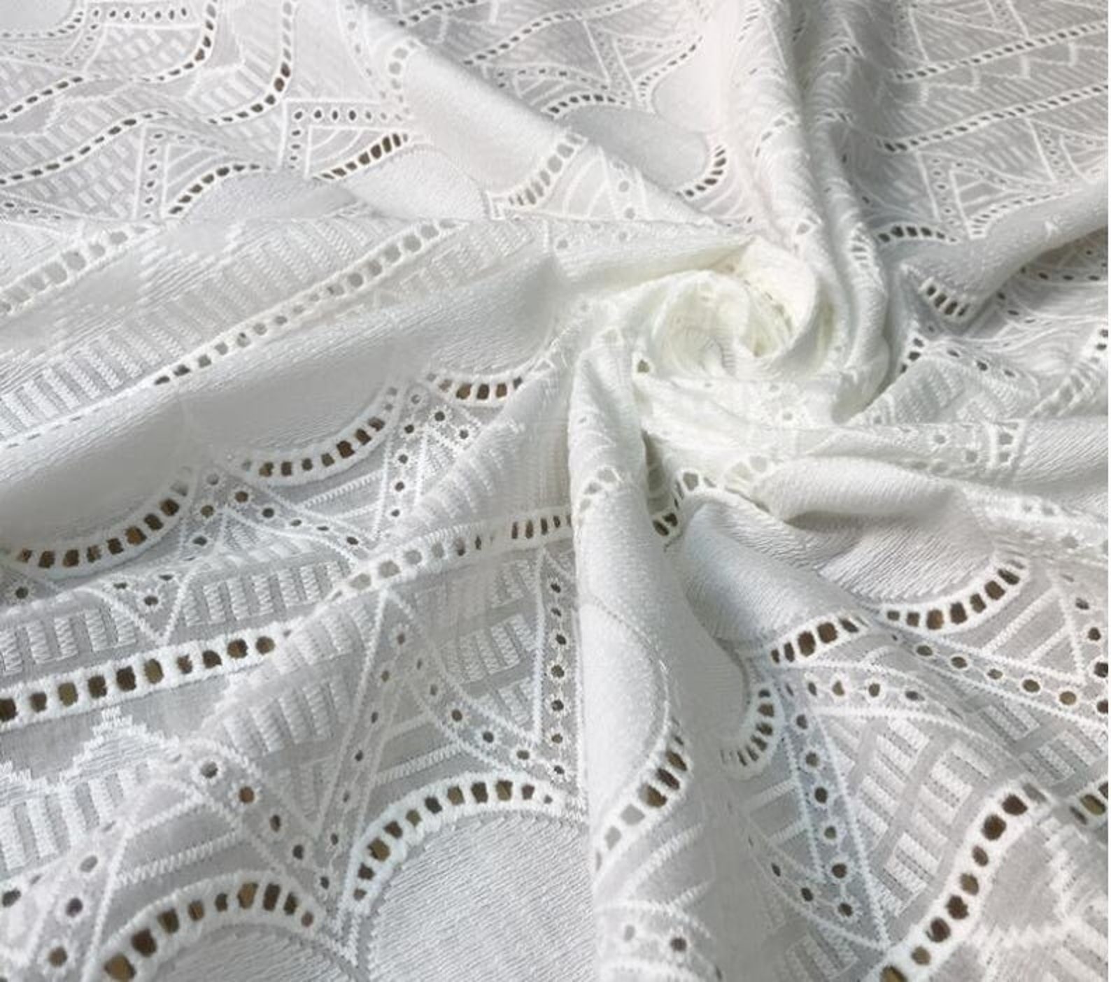 Cotton Fabric off White Exquisite Both Sides Circle Embroidery - Etsy