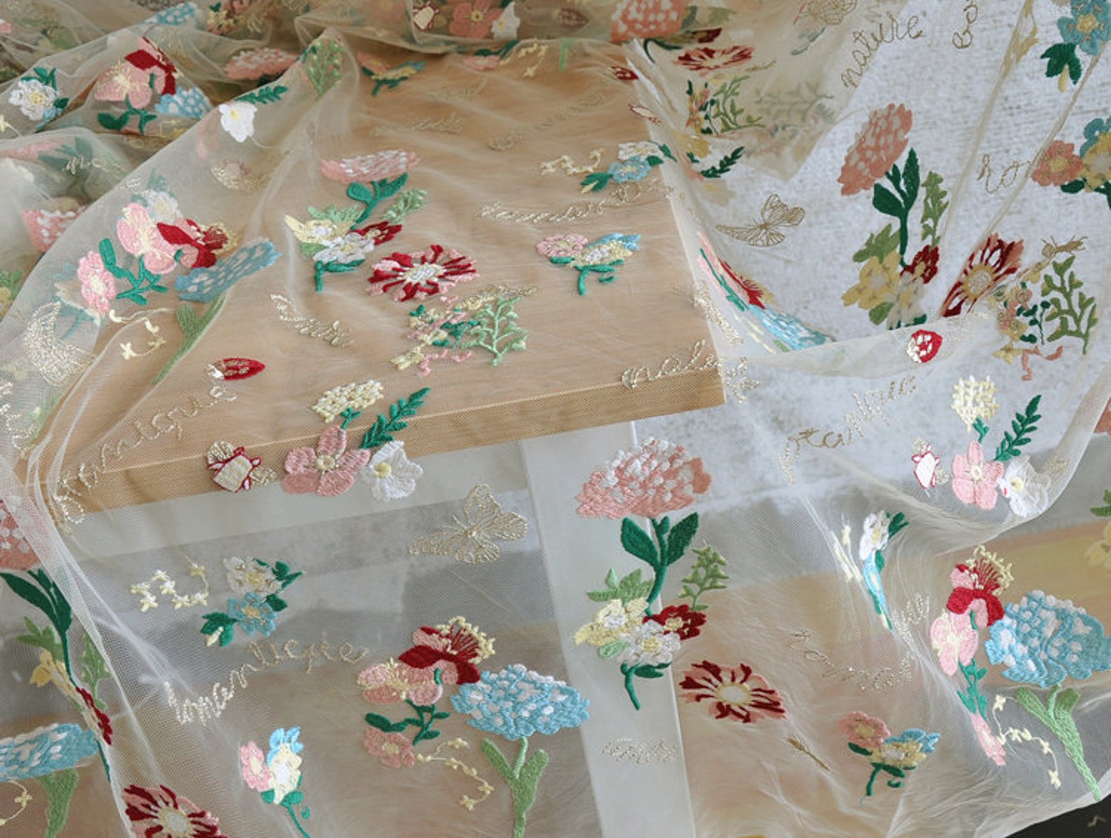 3 Colors Pale Blue Pink Beige Tulle Exquisite Flower - Etsy