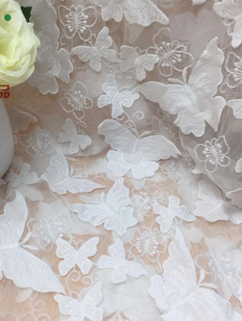High quality 3d butterfly white tulle exquisite embroidery | Etsy