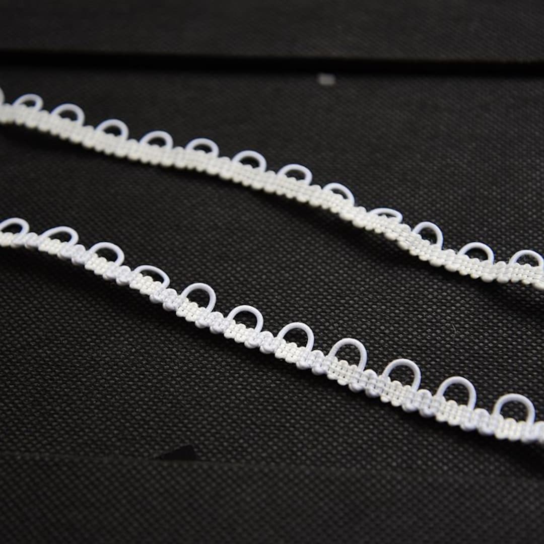 2 Yards White Adjacent Elastic Bridal Button Looping Trim Ready to Use ...