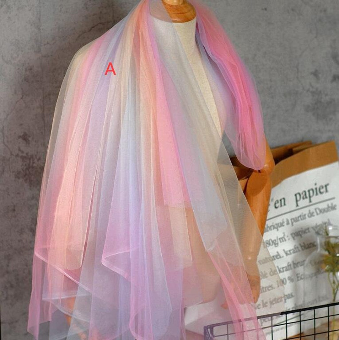 1 Yard Lace Fabric Gradient Soft Tulle Fabric Colorful Color Tulle 63 ...