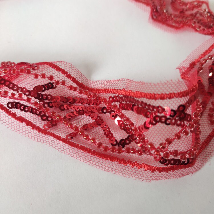 3 Colors Alencon Lace Trim White Black Red Bead Sequin Lace | Etsy