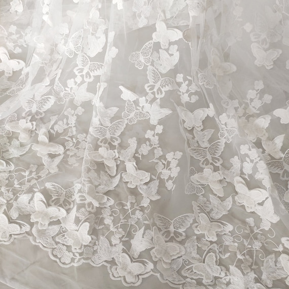 3D White Butterfly White Tulle Exquisite Embroidery Soft Tulle - Etsy