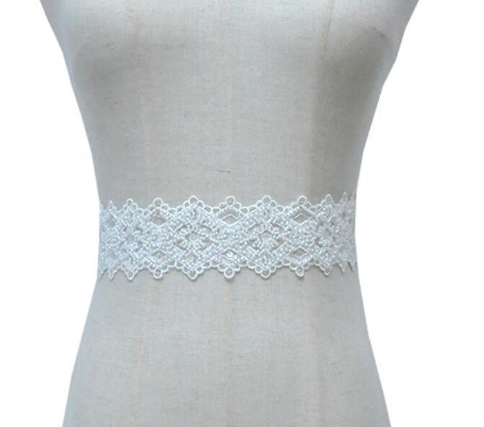 1 Yards White Lace Trim Beaded Pearl Flower Embroidery | Etsy