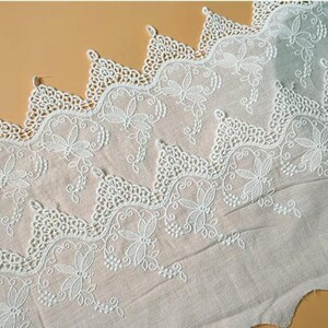 Gray-white Cotton Fan-shaped Lace Trim Exquisite Flower Embroidery Soft ...