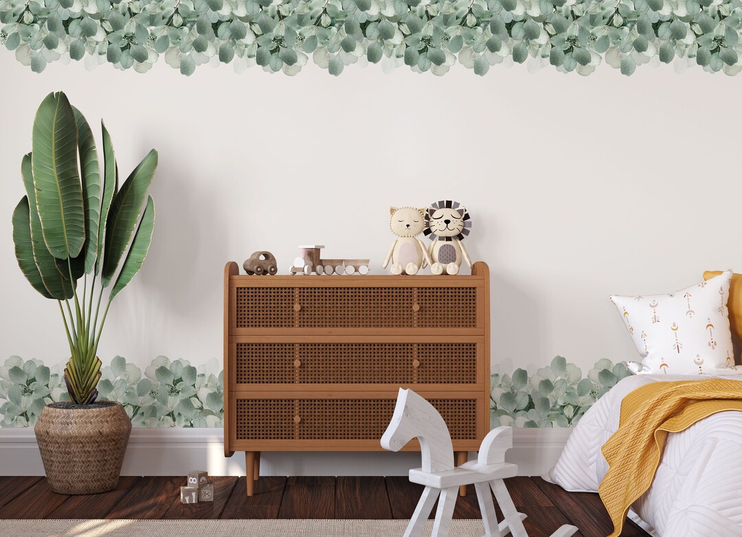 Tropical Leaf Wall Decals, Jungle Nursery Theme, Tropical Leaves Border ...