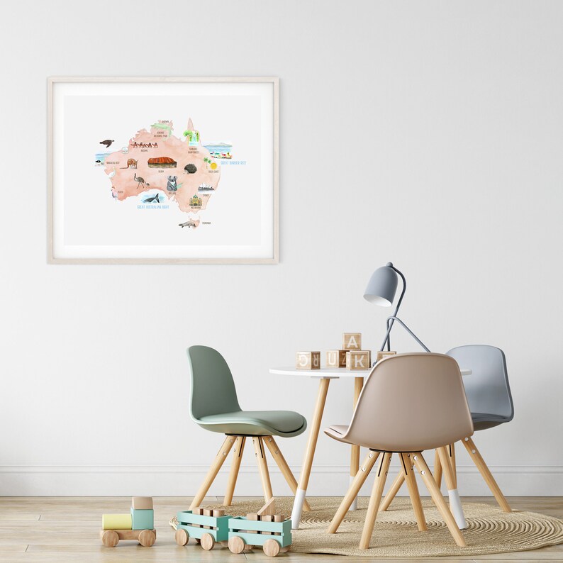 Australian Map for Kids Kids Australia Map Australia Nursery - Etsy