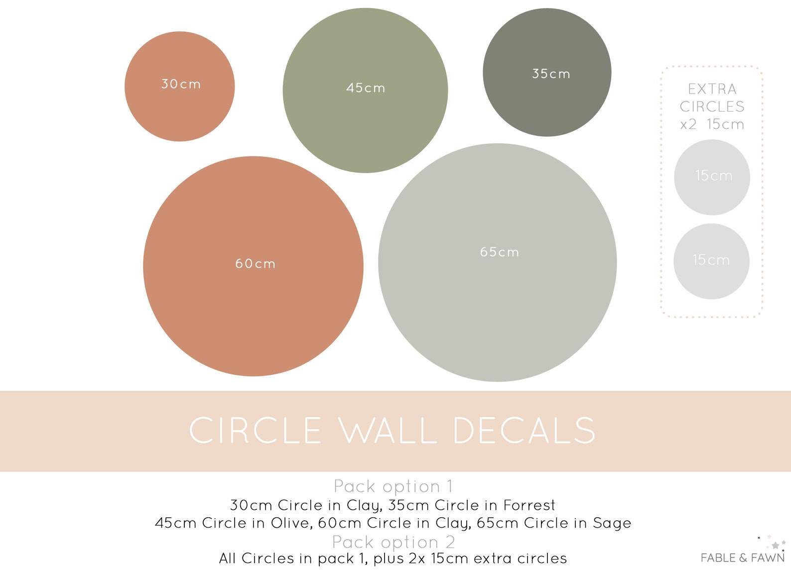 Large Circle Wall Decals olive & Clay, Polka Dot Wall Decal, Polka Dot ...