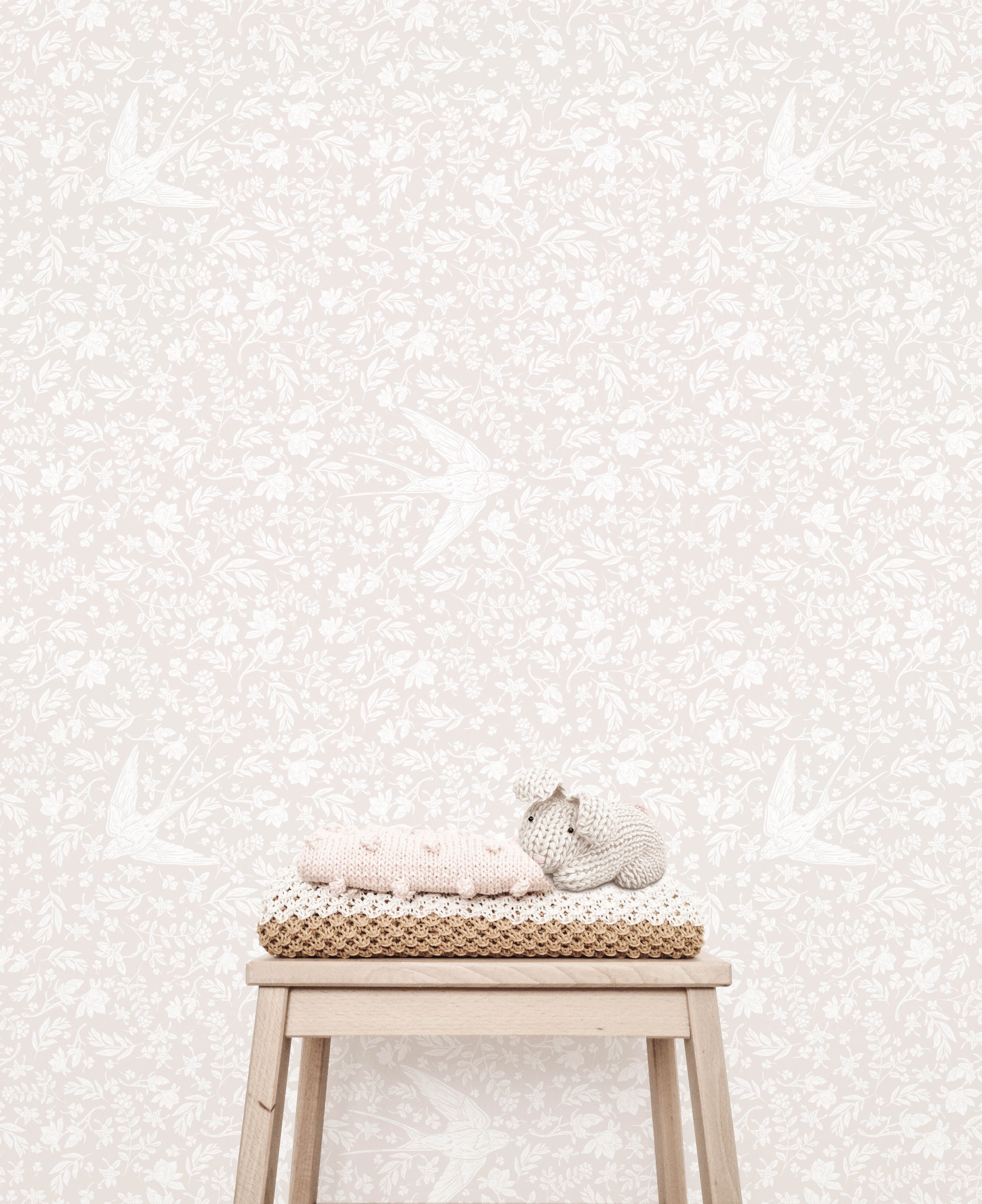 Little Birdie Wallpaper soft Pink Floral Wallpaper Girls - Etsy