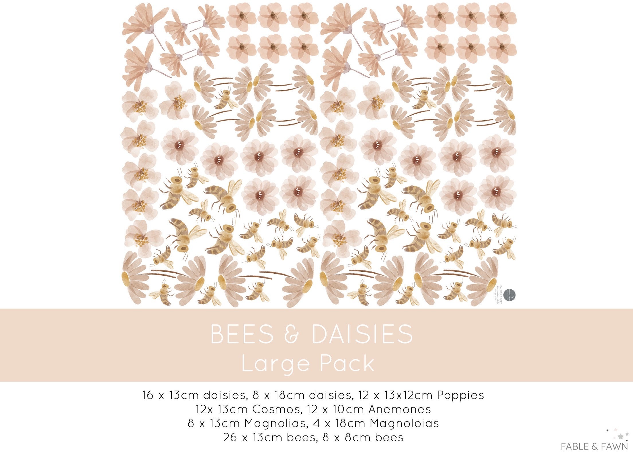 Bee and Flower Wall Decals Flower Wall Decals Bees Boho | Etsy