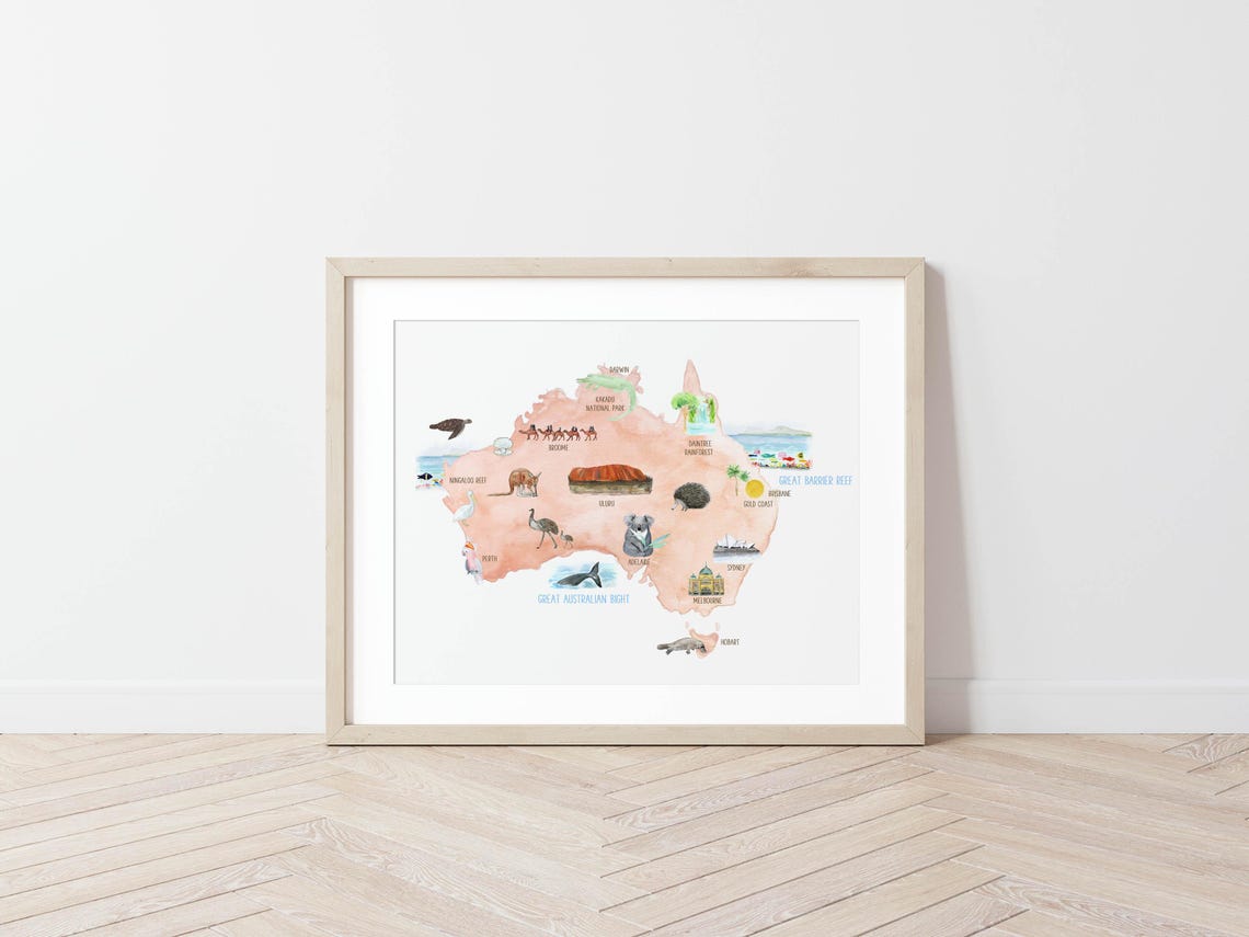 Australian Map for Kids, Kids Australia Map, Australia Nursery Decor ...