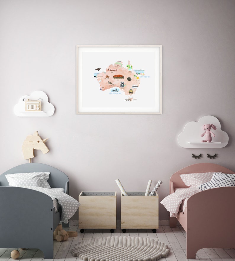 Australian Map for Kids Kids Australia map Australia nursery | Etsy
