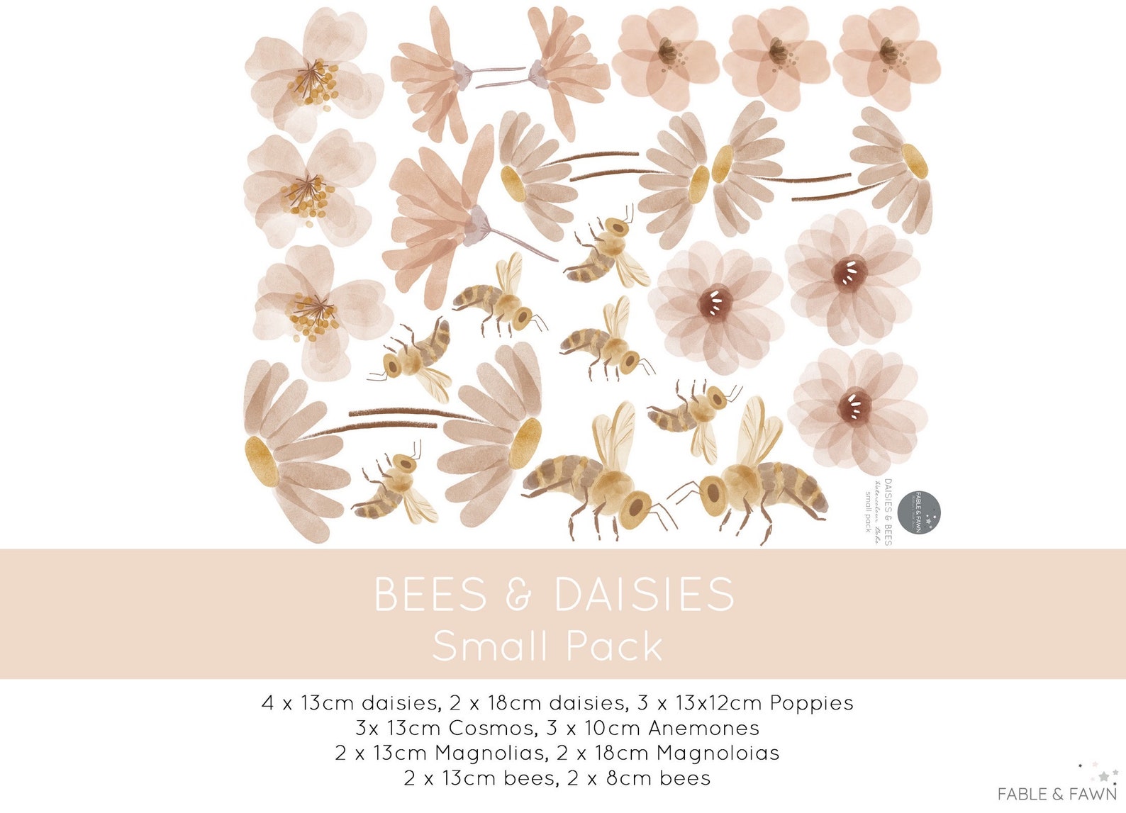 Bee and Flower Wall Decals Flower Wall Decals Bees Boho - Etsy