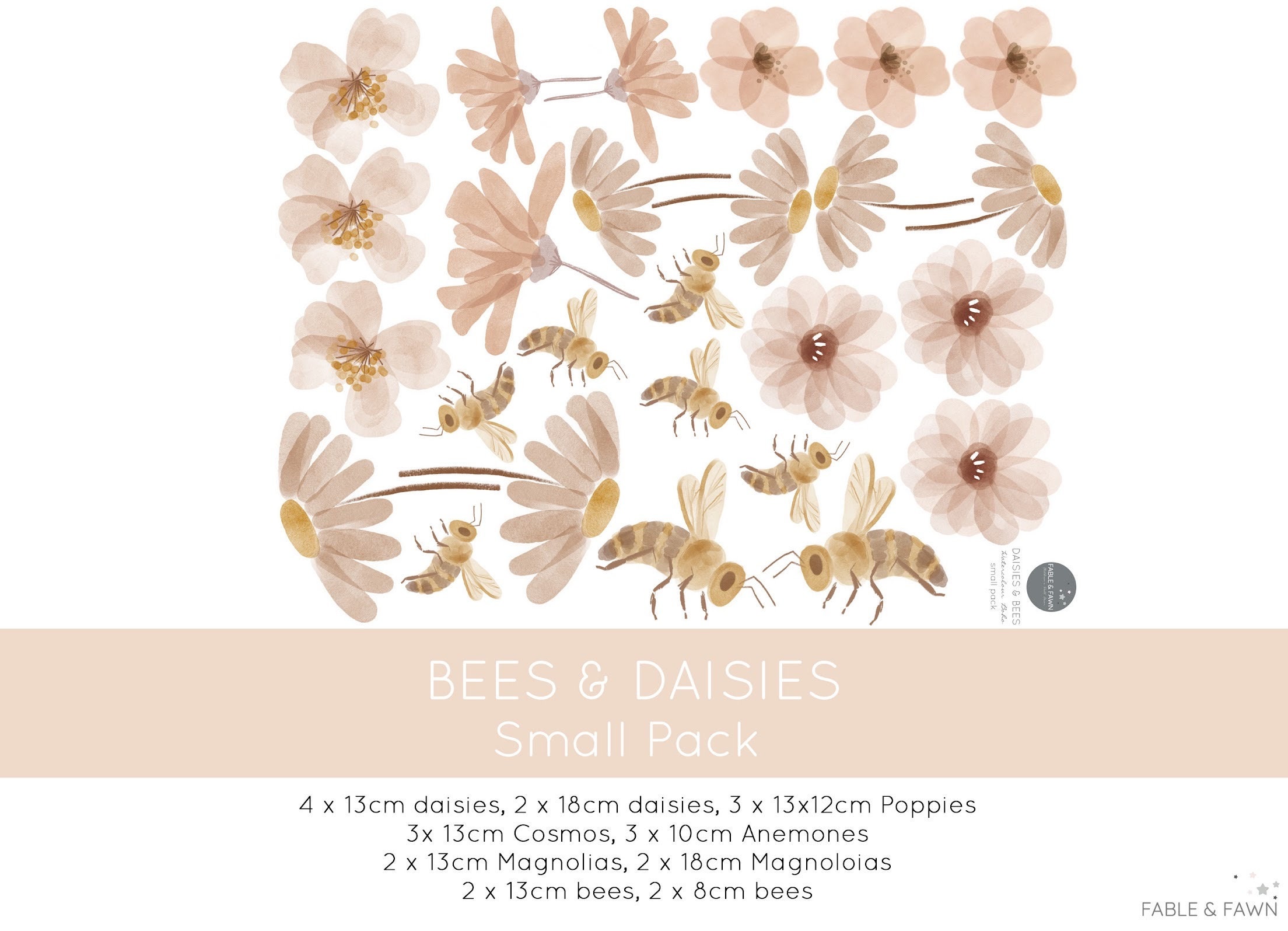 Bee and Flower Wall Decals Flower Wall Decals Bees Boho | Etsy