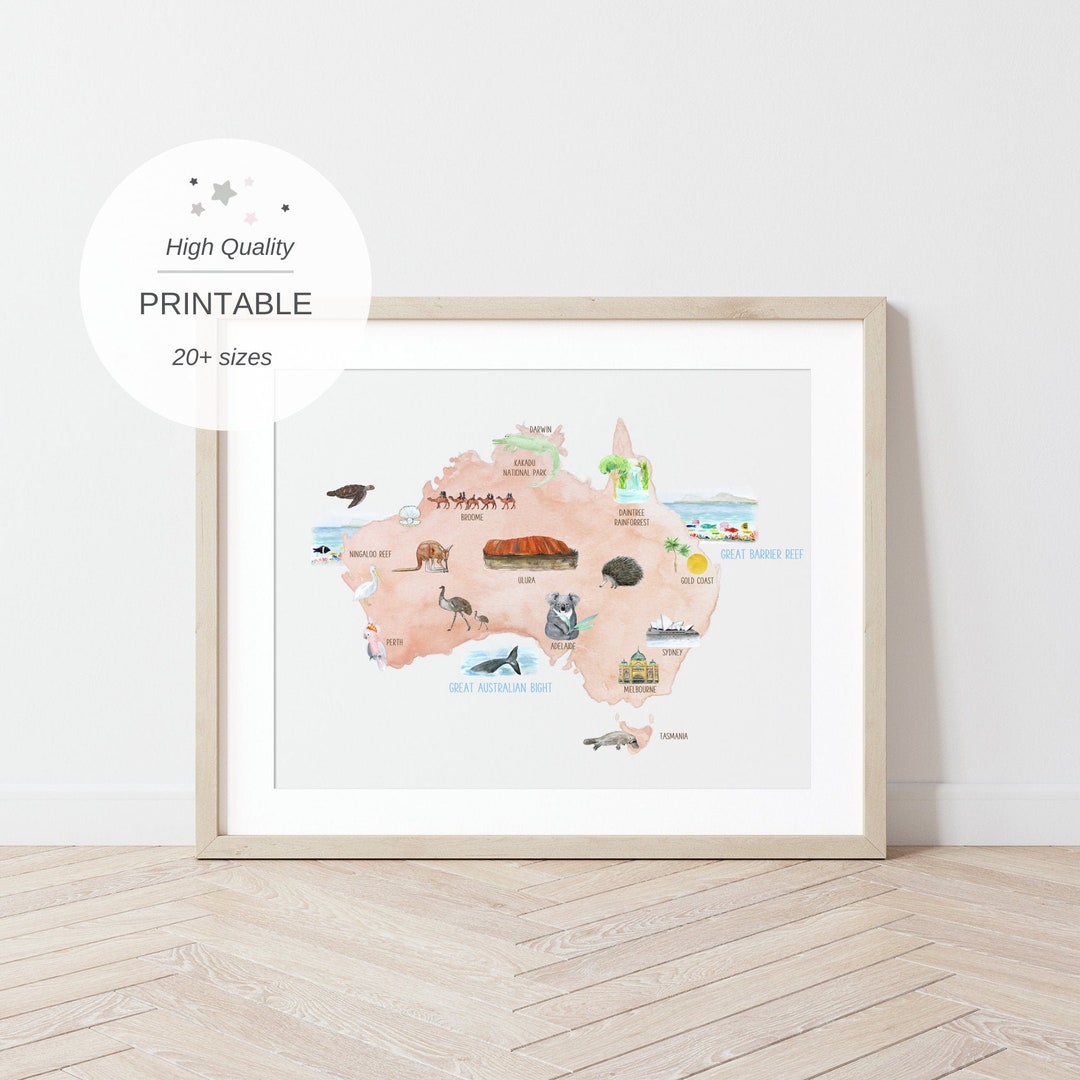 Australian Map for Kids, Kids Australia Map, Australia Nursery Decor ...